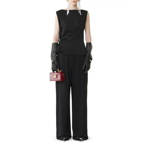 LANVIN Sleeveless Boatneck Satin Top