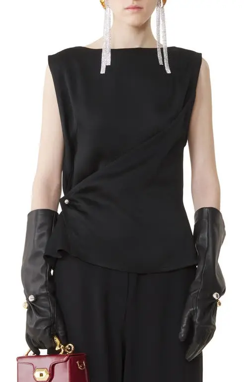 LANVIN Sleeveless Boatneck Satin Top