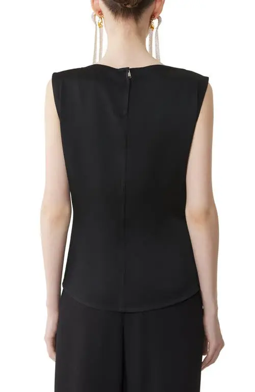 LANVIN Sleeveless Boatneck Satin Top