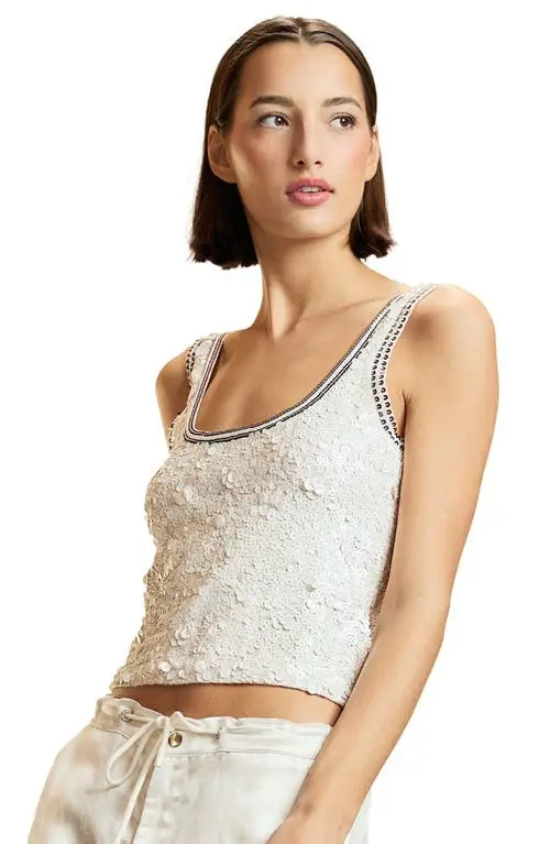 Cynthia Rowley Sequin Embellished Scoop Neck Tank