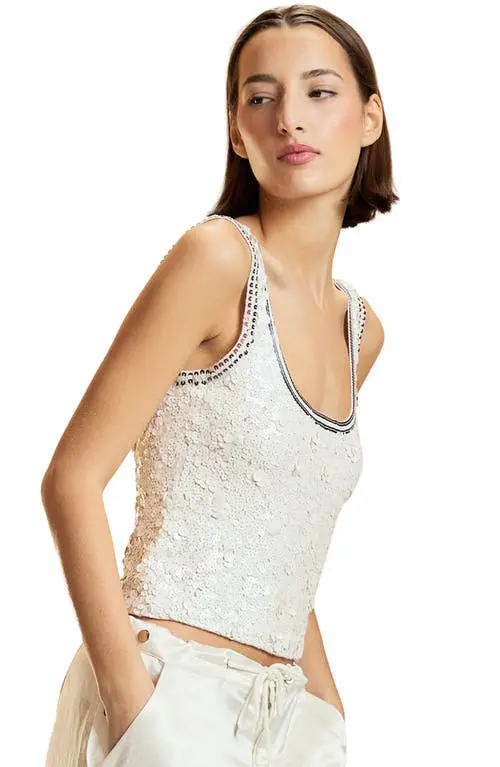 Cynthia Rowley Sequin Embellished Scoop Neck Tank