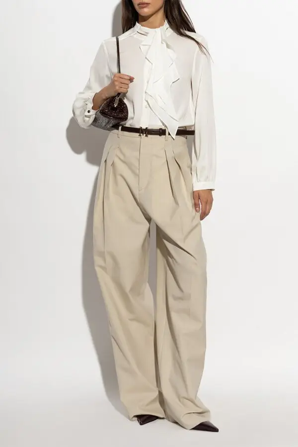 Max Mara Silk 'leccio' Shirt With Tie Neck