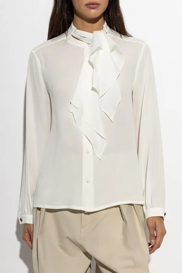 Max Mara Silk 'leccio' Shirt With Tie Neck