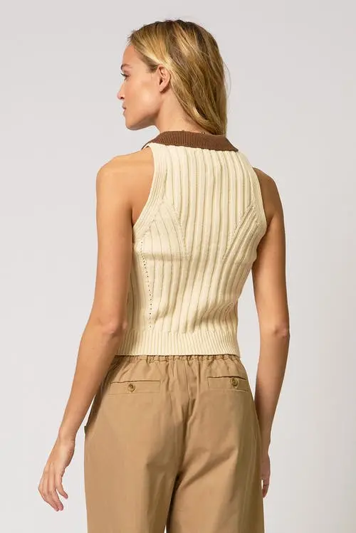 Central Park West Phoebe Ribbed Zip-up Tank