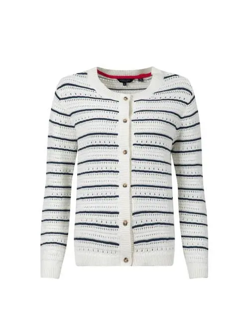 WEIRD FISH Pointelle Striped Cardigan