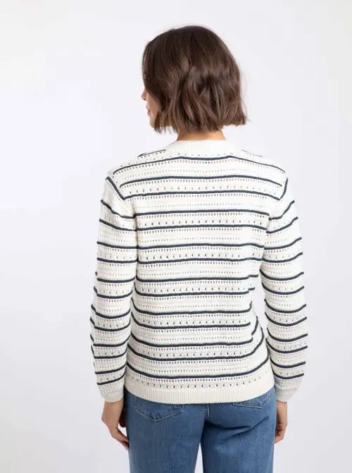 WEIRD FISH Pointelle Striped Cardigan