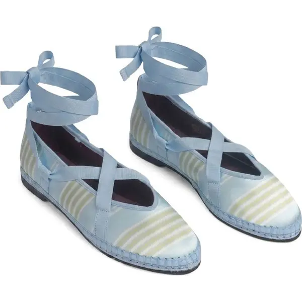 FLABELUS Positano Stripe Ribbon Mary Jane Flat
