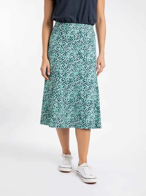 WEIRD FISH Romaro Printed Jersey Midi Skirt - Deep Teal