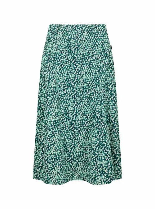 WEIRD FISH Romaro Printed Jersey Midi Skirt - Deep Teal