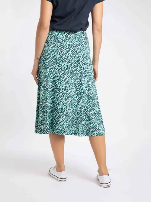 WEIRD FISH Romaro Printed Jersey Midi Skirt - Deep Teal