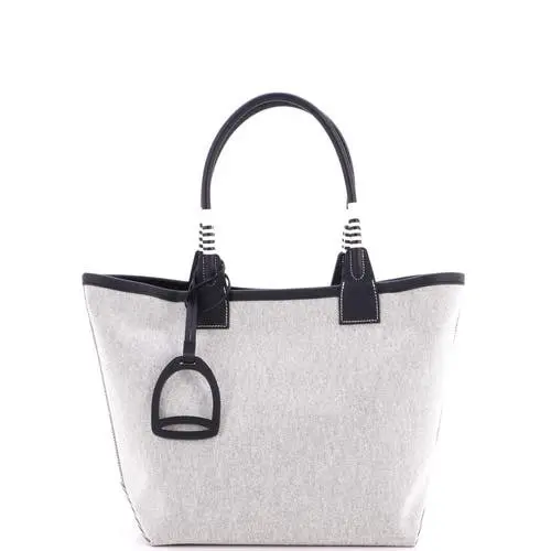 Hermès Sac Steeple Tote Toile With Leather 28 - Black