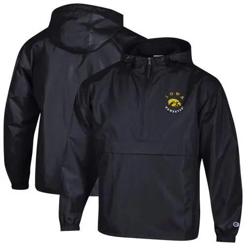 Champion Iowa Hawkeyes Packable Hooded Windbreaker Half-zip Jacket