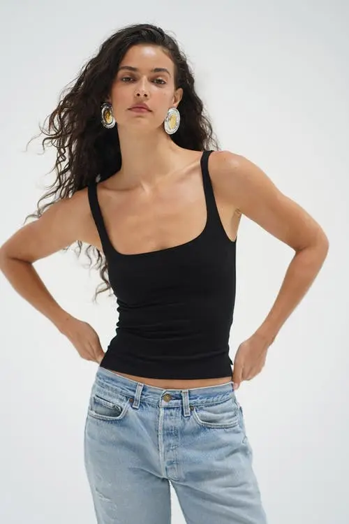 Lna Ribbed Scoop Neck Tank - Black