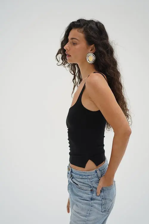 Lna Ribbed Scoop Neck Tank - Black