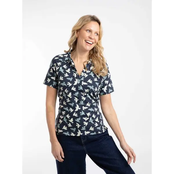 WEIRD FISH Rhenena Printed Jersey Polo Shirt