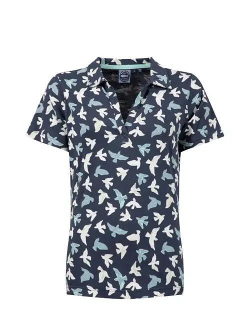 WEIRD FISH Rhenena Printed Jersey Polo Shirt