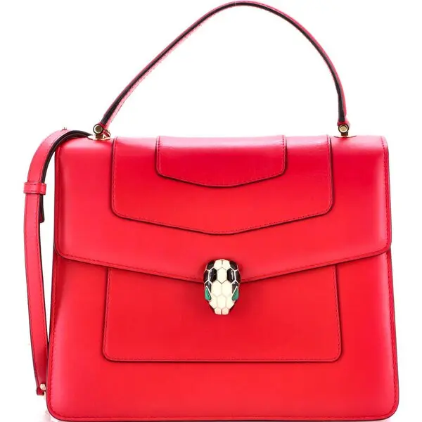 BVLGARI Serpenti Forever Top Handle Bag Leather Medium
