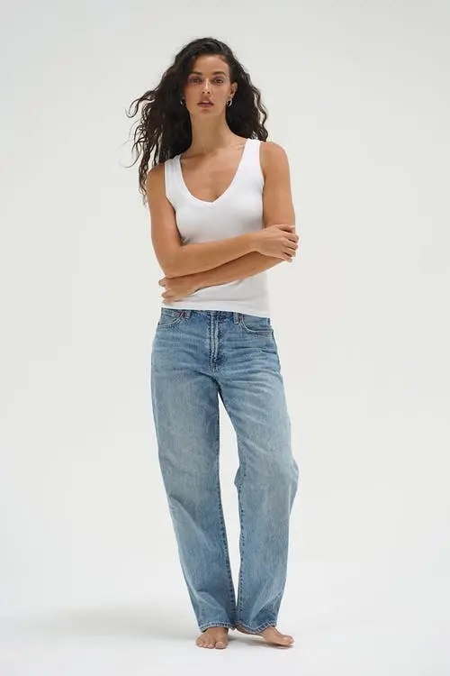Lna V Slim Ribbed Tank - White