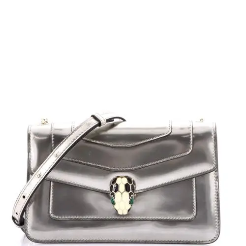 BVLGARI Serpenti Forever Shoulder Bag Metallic Leather Small