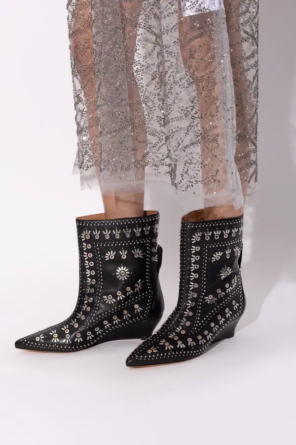 ODISSI Studded Wedge Ankle Boots
