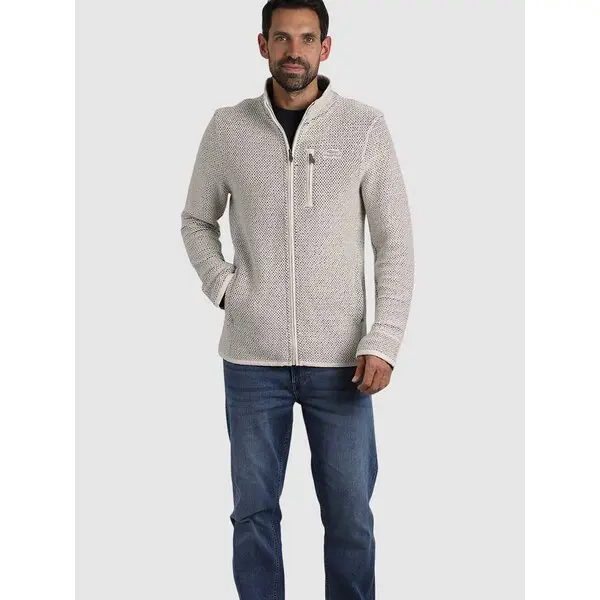 WEIRD FISH Transom Full Zip Jacket - Ecru