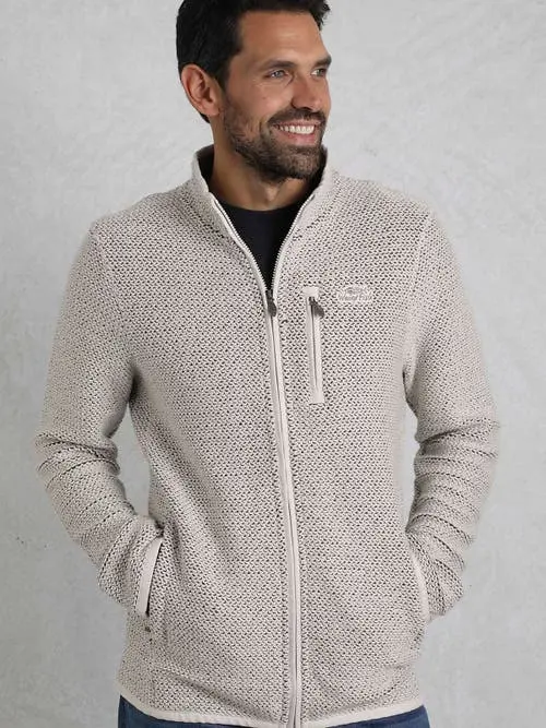 WEIRD FISH Transom Full Zip Jacket - Ecru