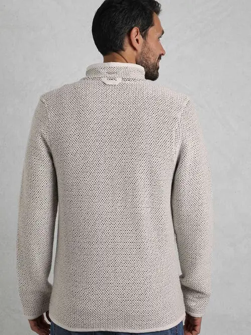 WEIRD FISH Transom Full Zip Jacket - Ecru
