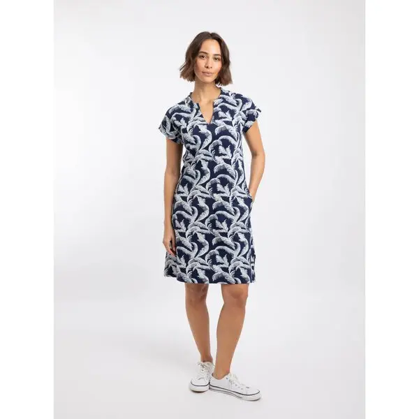 WEIRD FISH Printed V-neck Jersey Dress - Ink