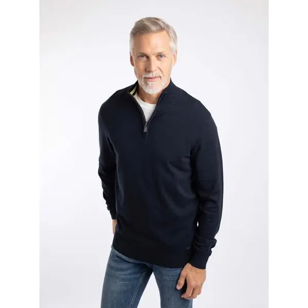 WEIRD FISH Blaine Fine Knit 1/4 Zip Jumper - Midnight