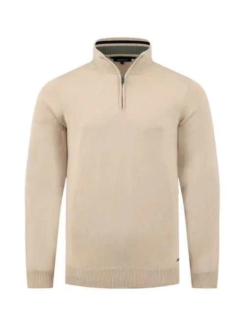 WEIRD FISH Blaine Fine Knit 1/4 Zip Jumper - Oyster