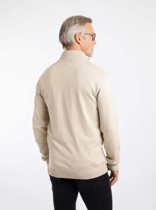 WEIRD FISH Blaine Fine Knit 1/4 Zip Jumper - Oyster
