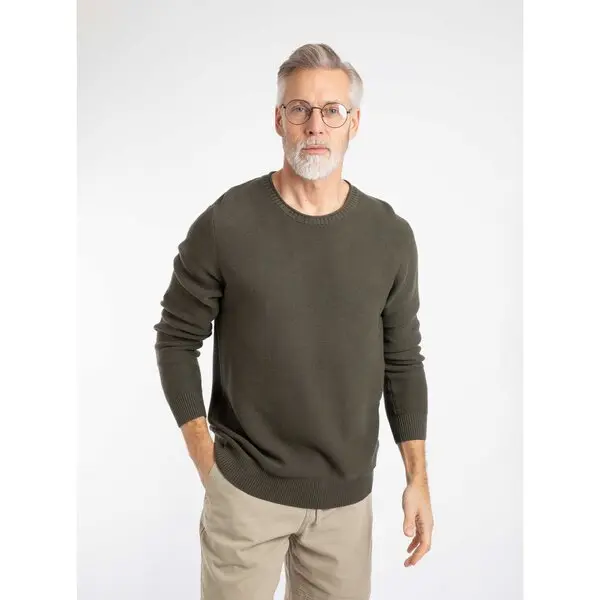 WEIRD FISH Rhett Crew Neck Knitted Jumper - Fir Green