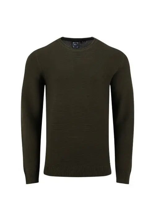 WEIRD FISH Rhett Crew Neck Knitted Jumper - Fir Green