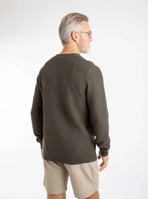 WEIRD FISH Rhett Crew Neck Knitted Jumper - Fir Green