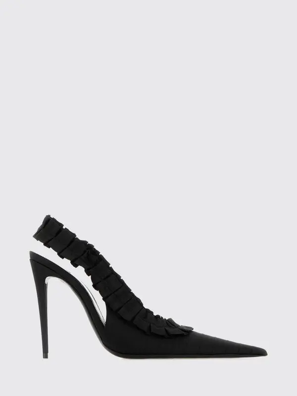 Saint Laurent Ruffled Slingback Pumps - Black