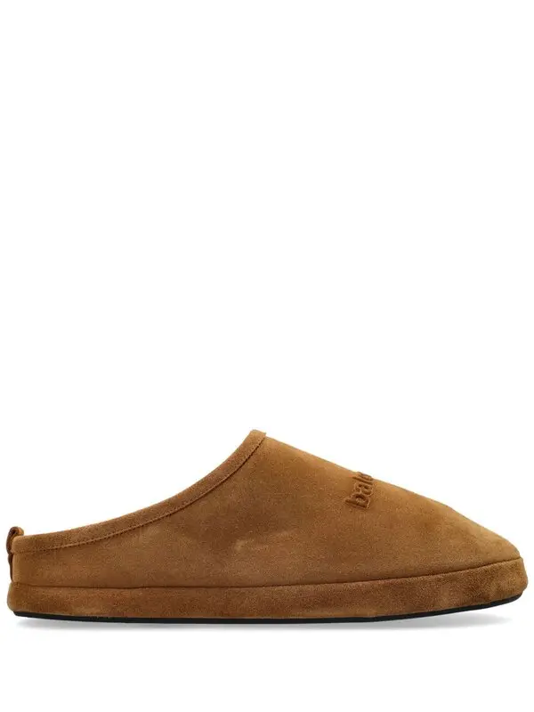 Balenciaga Suede Leather Slippers With Faux-shearling Lining - Multicolor
