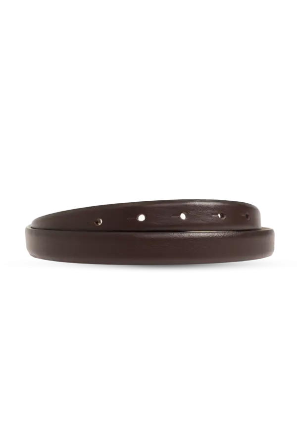 Max Mara Skinny Leather Belt With Gold-tone "m" Buckle