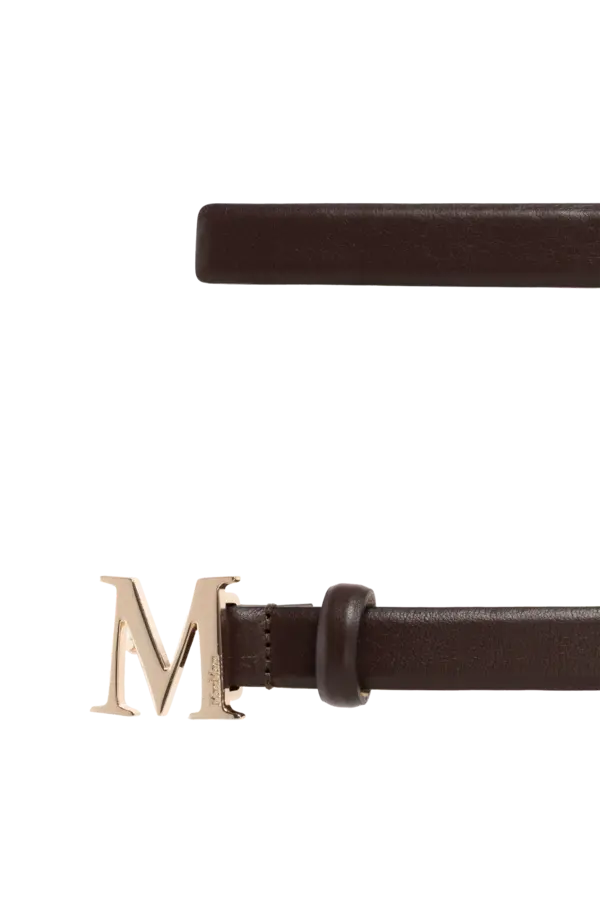 Max Mara Skinny Leather Belt With Gold-tone "m" Buckle