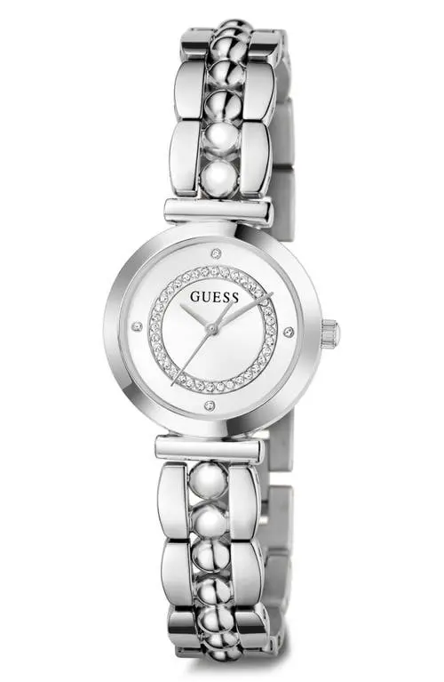 Guess Leena Bracelet Watch With Crystal Accents - White/silver