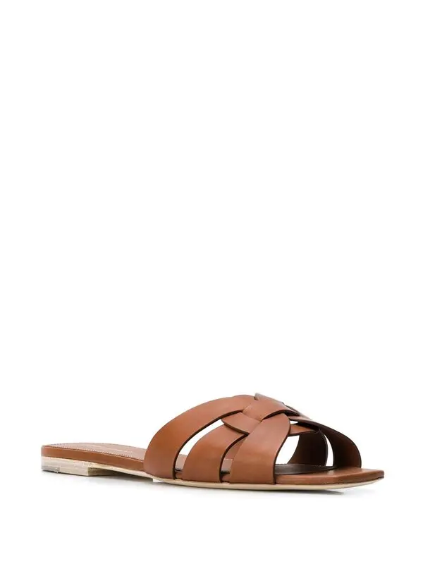 Saint Laurent Tribute Nu Pieds Leather Flat Sandals