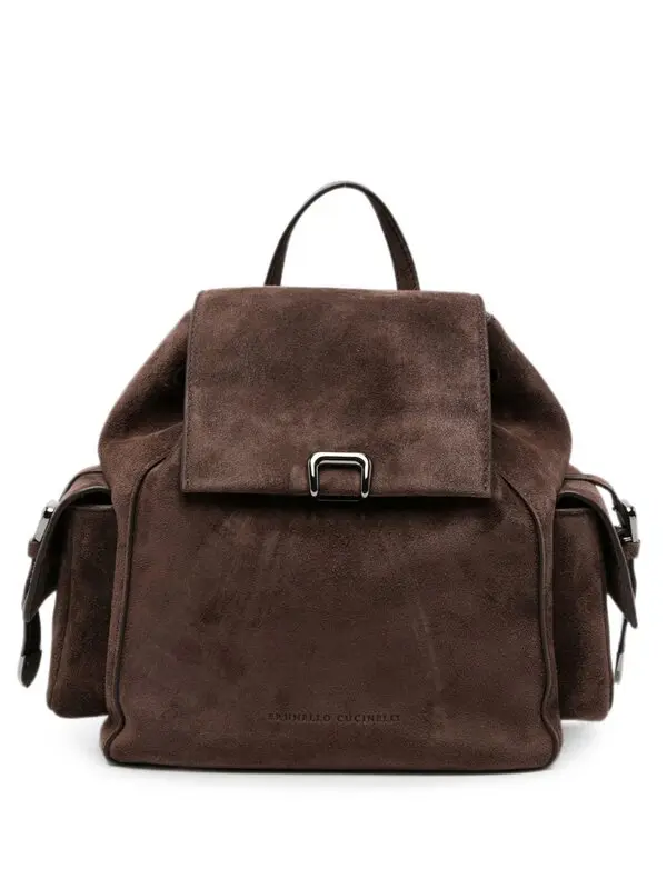 Brunello Cucinelli Suede Buckle Fastening Backpack - Multicolor