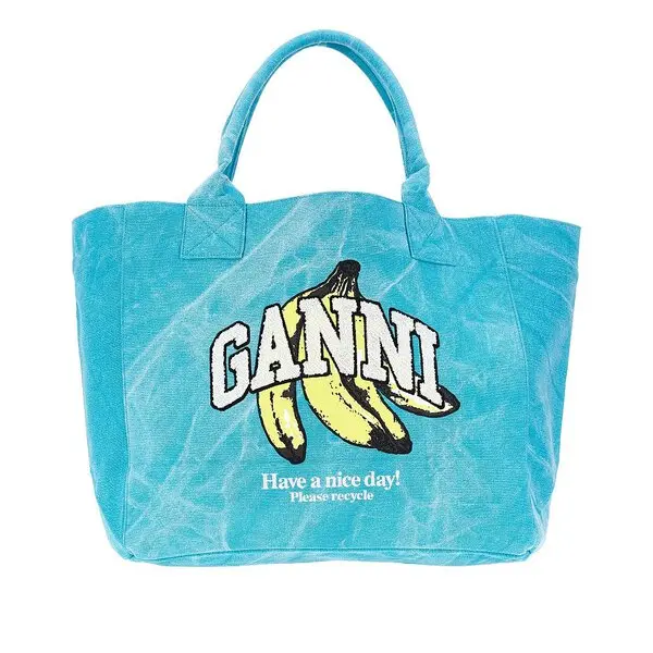 GANNI Shopping Bag With Banana Print - Blue