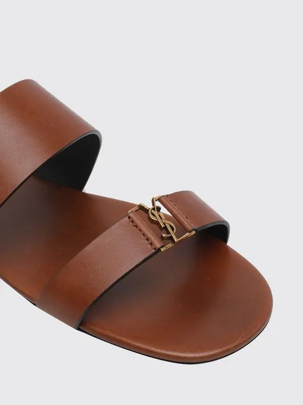 Saint Laurent Heeled Leather Sandals - Brown
