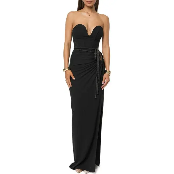 JLUXLABEL Sleeveless Corset Top And Skirt Set - Black
