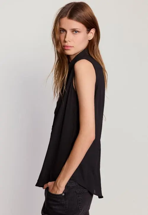 The Shirt By Rochelle Behrens Signature Sleeveless Shirt - Black