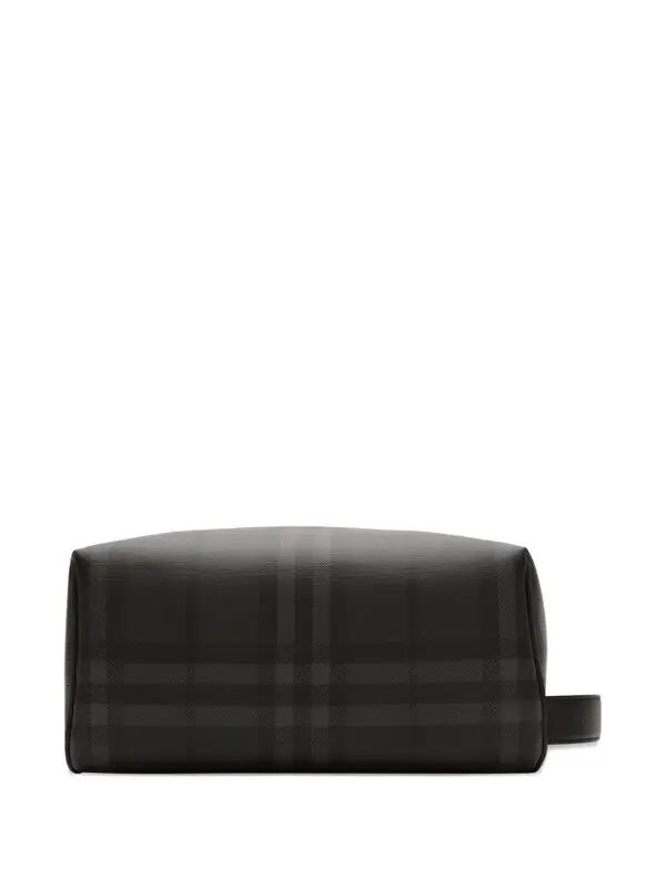 Burberry Check Canvas Washbag With Leather Trim
