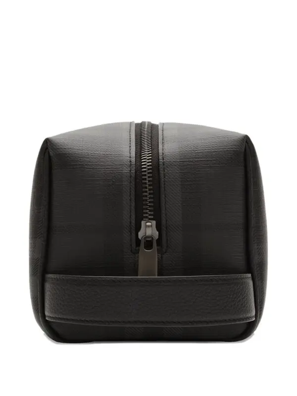 Burberry Check Canvas Washbag With Leather Trim