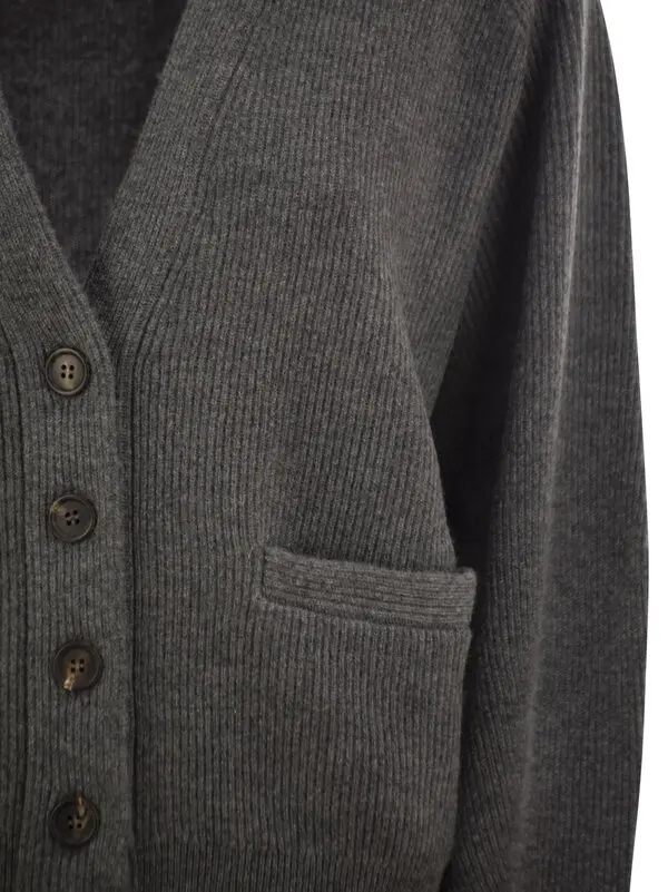 Brunello Cucinelli Ribbed Cashmere V-neck Cardigan - Multicolor