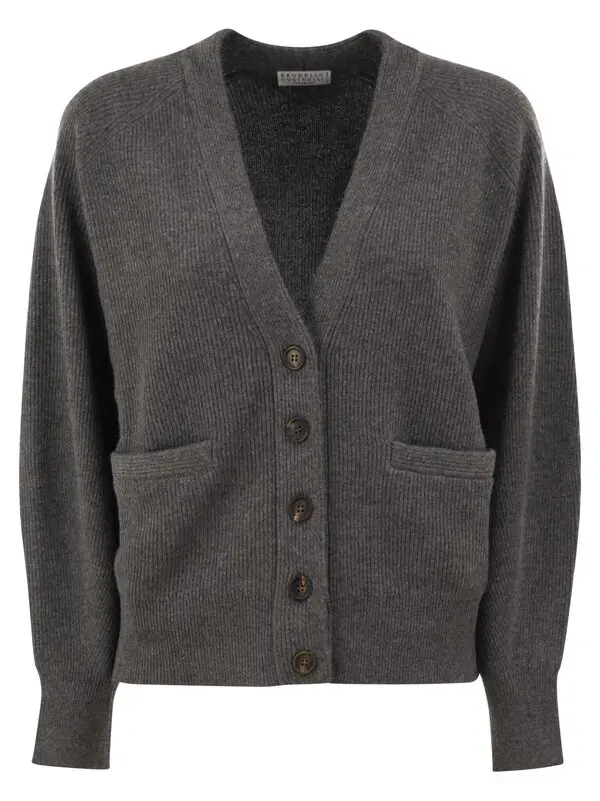 Brunello Cucinelli Ribbed Cashmere V-neck Cardigan - Multicolor