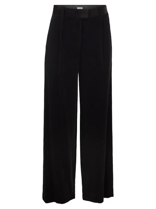 Brunello Cucinelli Wide-leg Corduroy Trousers - Black